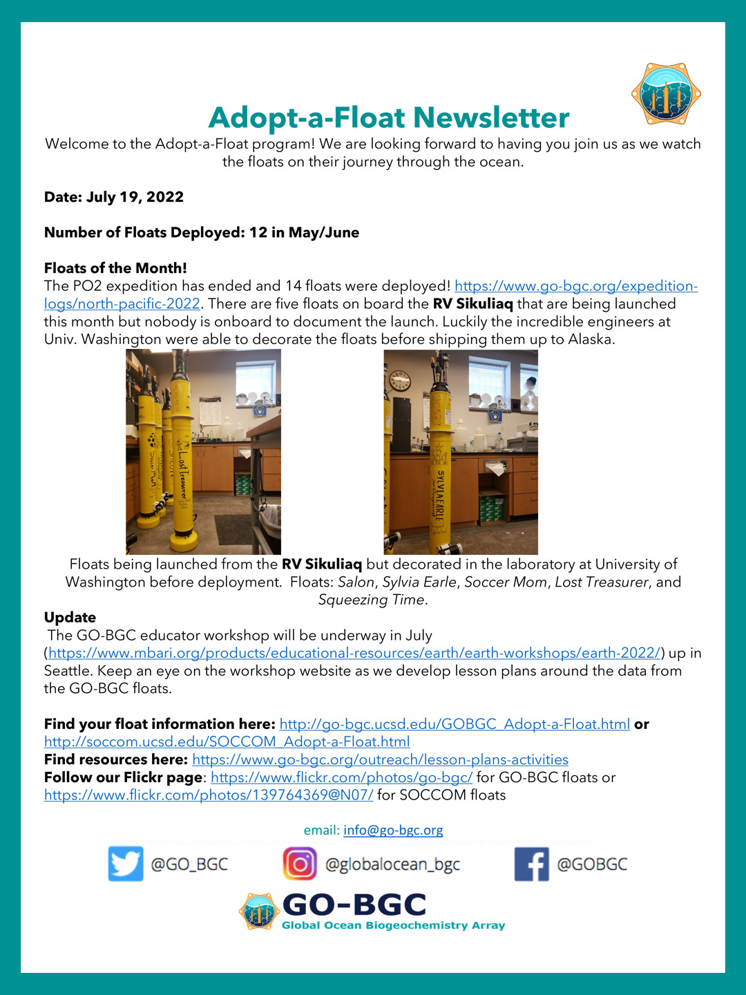 Adopt-a-Float Newsletters | GO-BGC