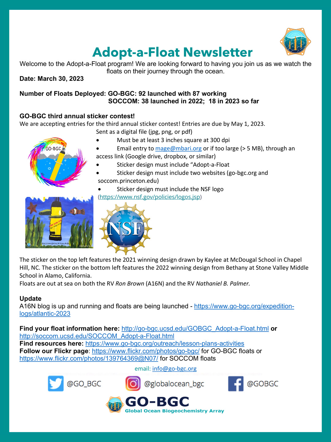 Adopt-a-Float Newsletters | GO-BGC