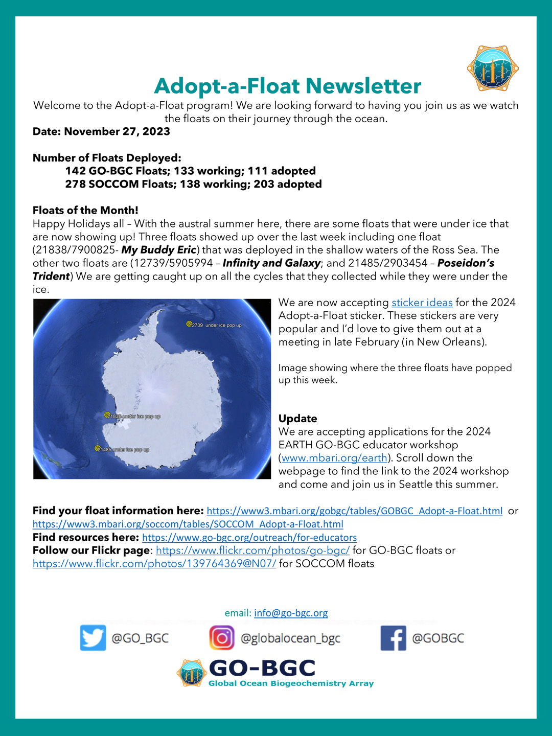 Adopt-a-Float Newsletters | GO-BGC