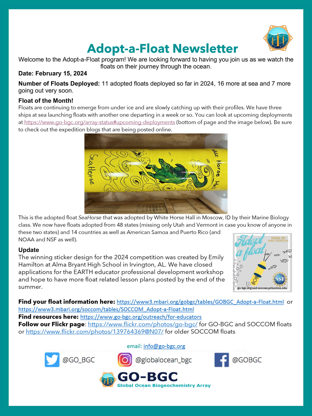 Adopt-a-Float Newsletters | GO-BGC