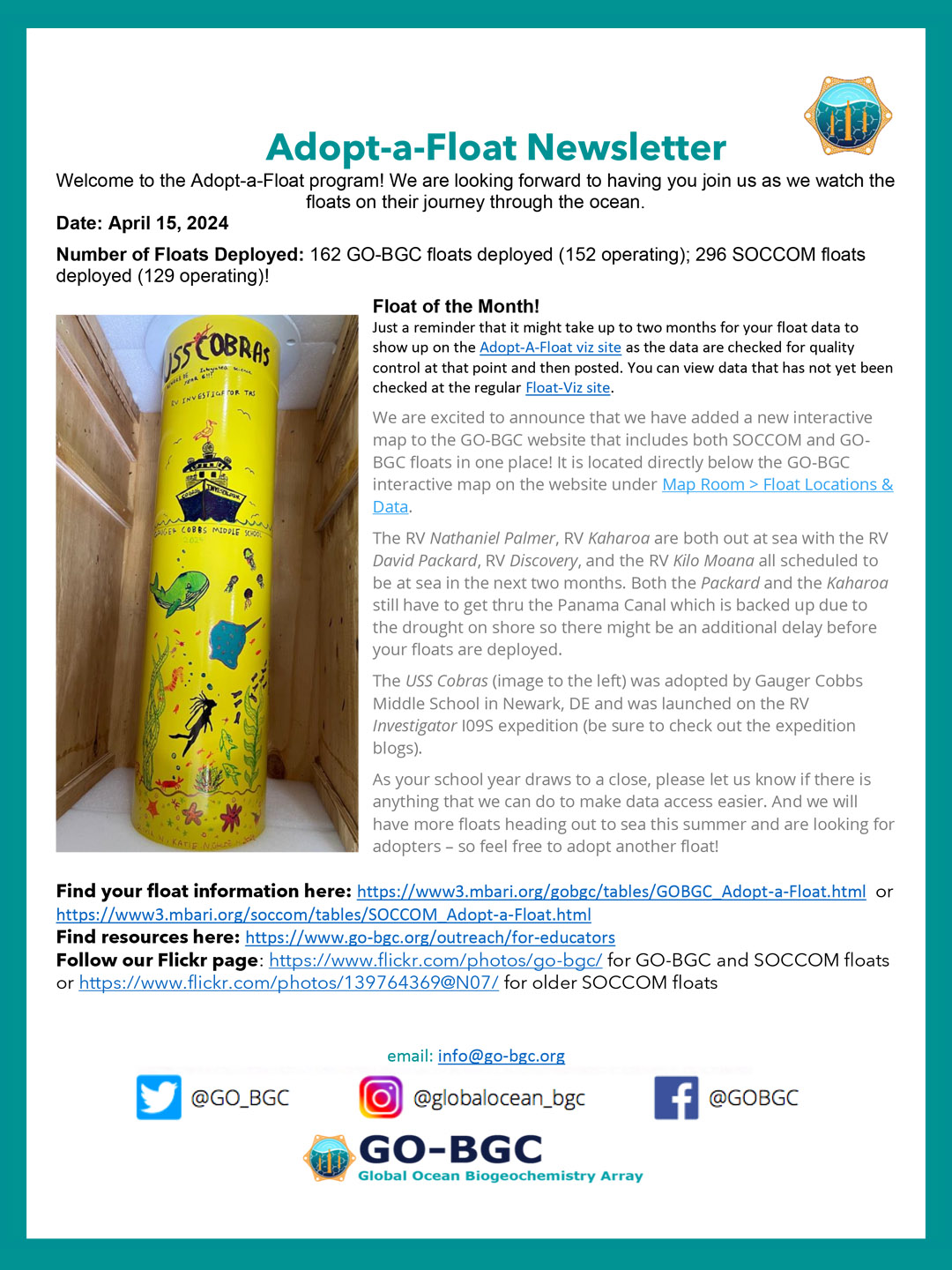 Adopt-a-Float Newsletters | GO-BGC